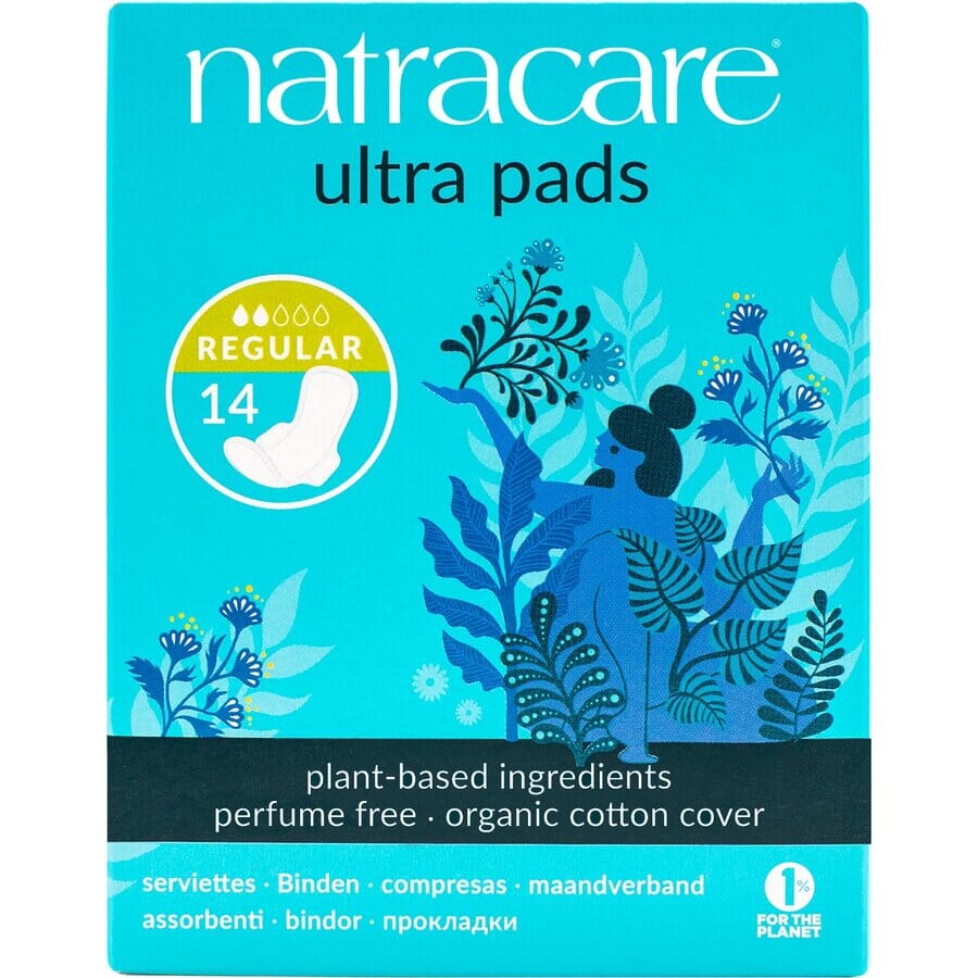 Natracare 3001 ultra pads regular w/wings 14 - Goodlife Norge AS