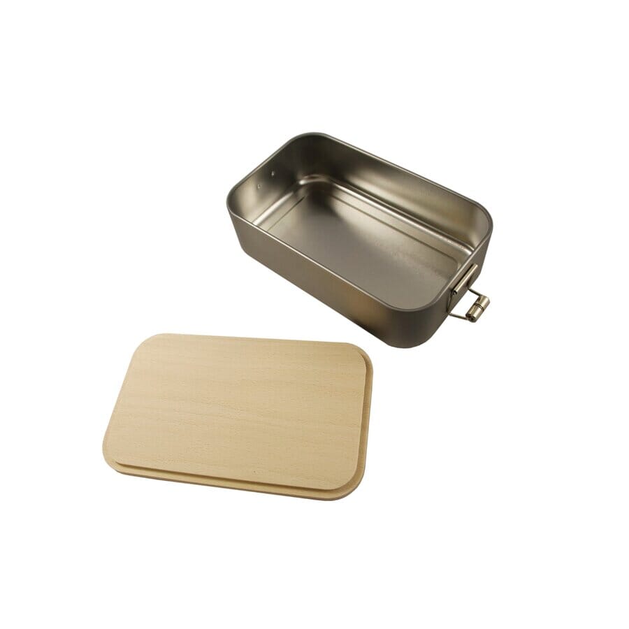 Tre matboks i metall med lokk av bøketræ - Goodlife Norge AS