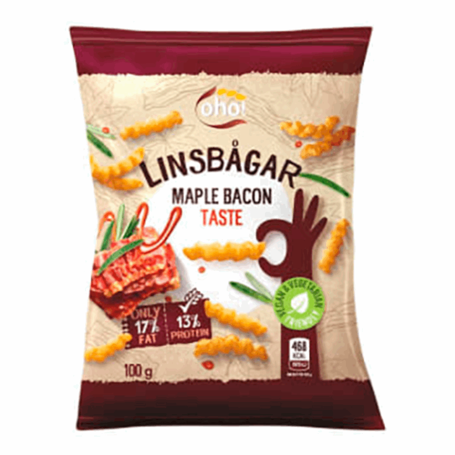 OHO! Linsesnacks Maple Bacon 100 gr - Goodlife Norge AS