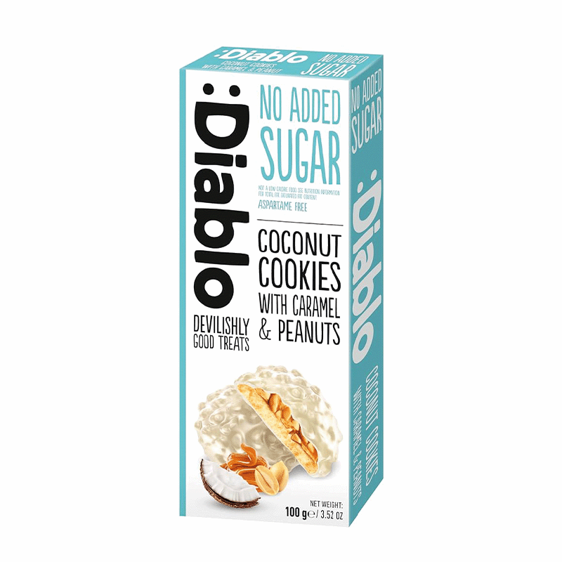 Diablo Coconut Cookies Caramel & Peanut 100gr - Goodlife Norge AS