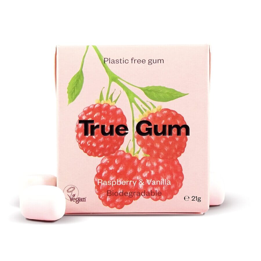 True Gum raspberry & vanilla tyggegummi 20 g - Goodlife Norge AS