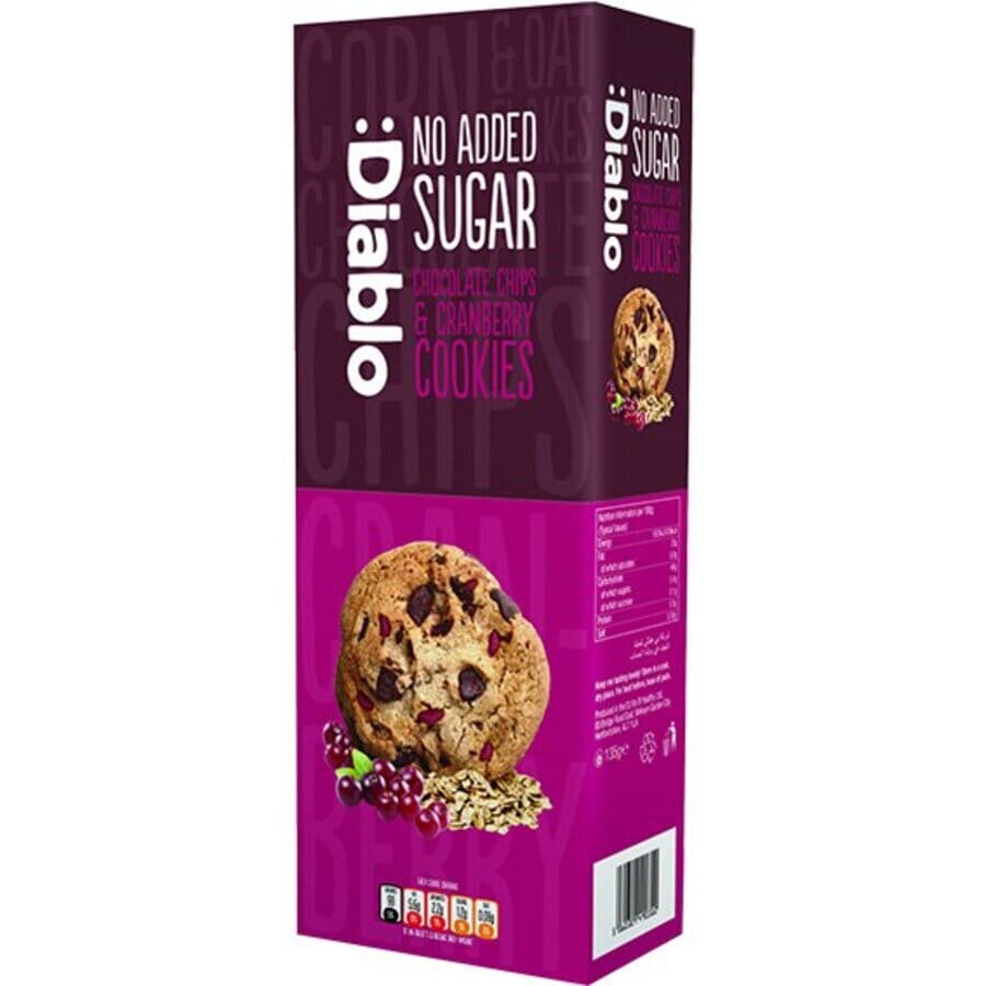 Diablo chocolate chips & cranberry cookies 135 g - Goodlife Norge AS